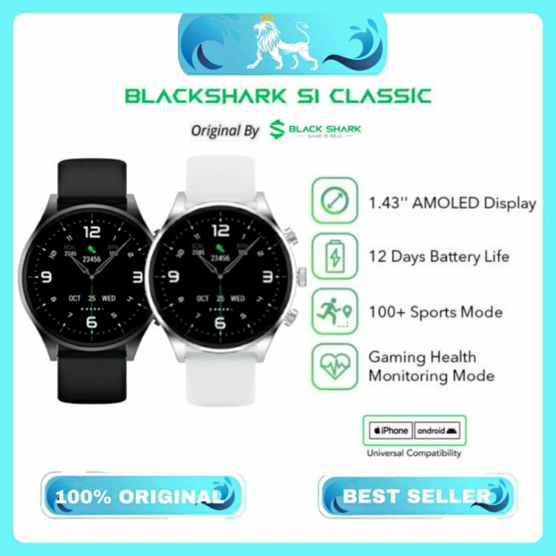 Jual Black Shark Smartwatch S1 Classic Amoled Display Gaming Heart ...