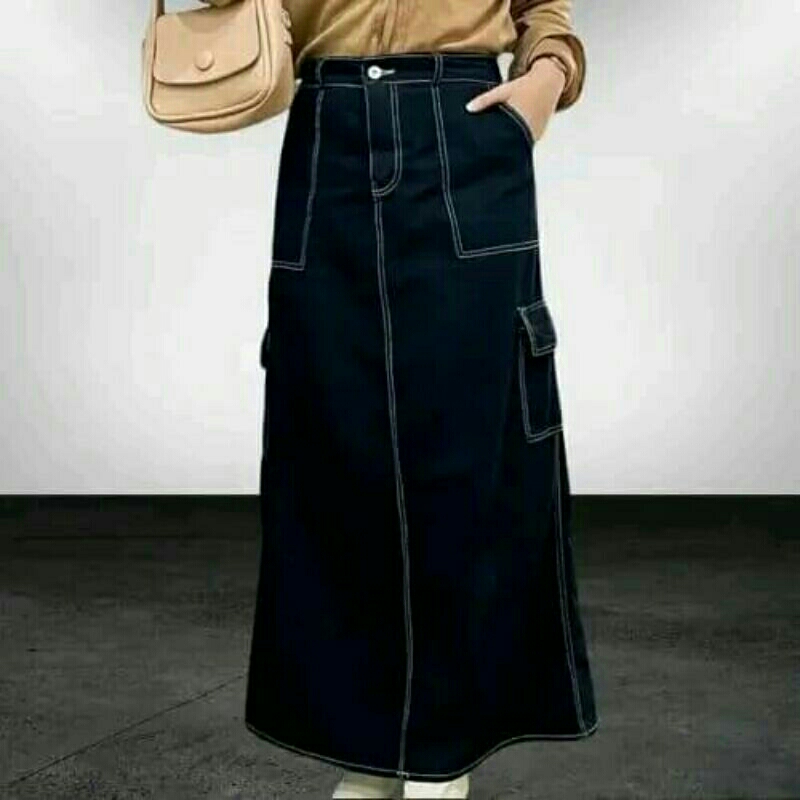 Jual Rok Cargo Skirt Rok Jeans cargo Highwaist Kekinian | Shopee Indonesia