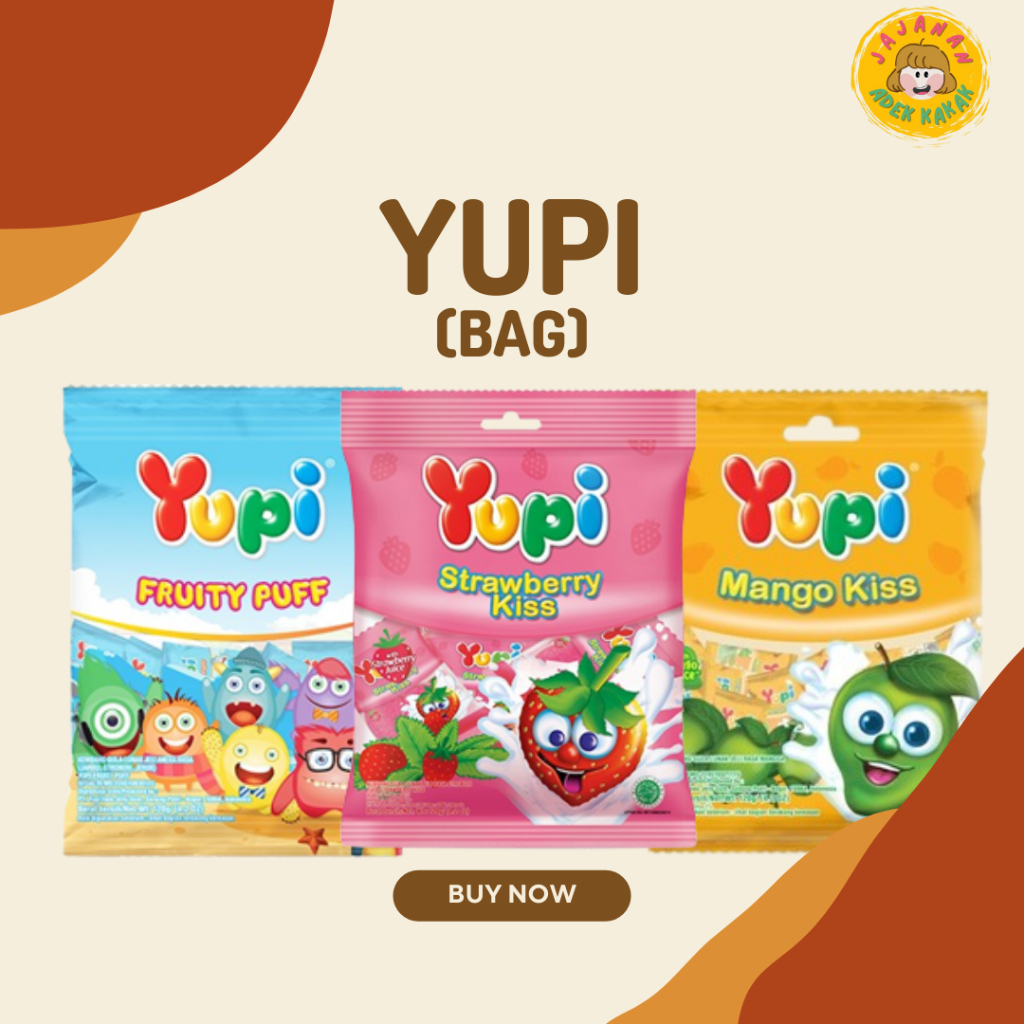 Jual Yupi Bag 120 gr 3 Rasa Strawberry Kiss | Mango Kiss | Fruity Puff ...