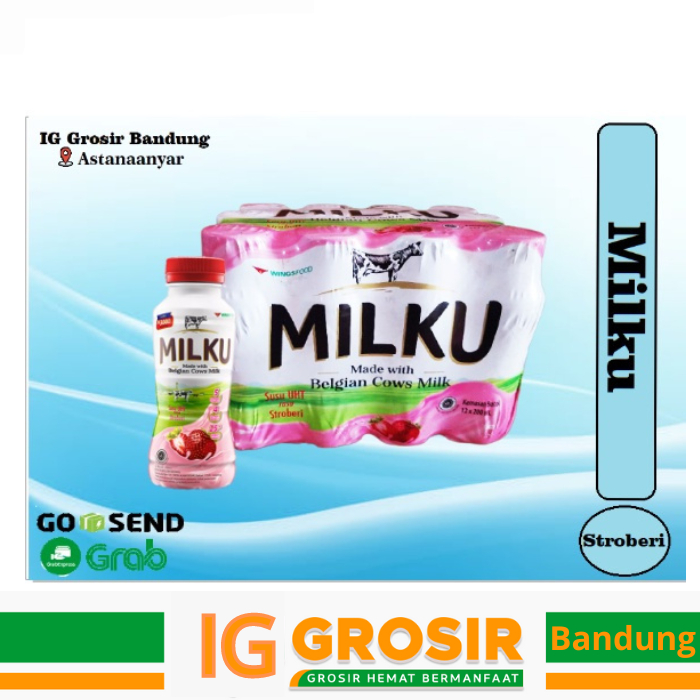 Jual Susu Milku Stroberi 1 Pak isi 12 botol Enak dan Bergizi Murah ...