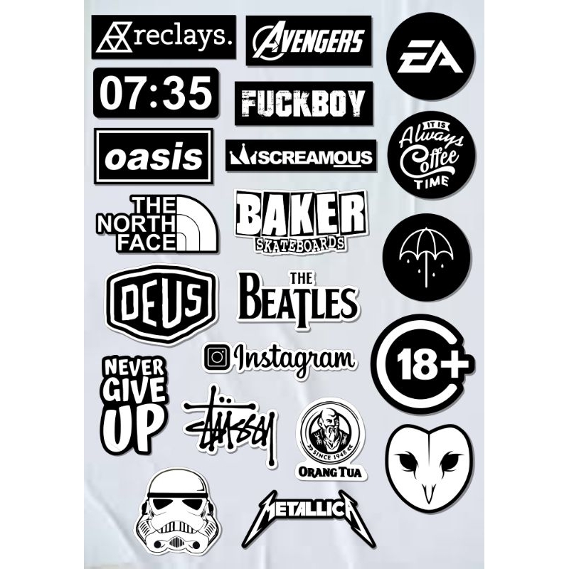 Jual 21pcs Sticker Pack BlacknWhite Stiker Brand Local Hypebeast ...