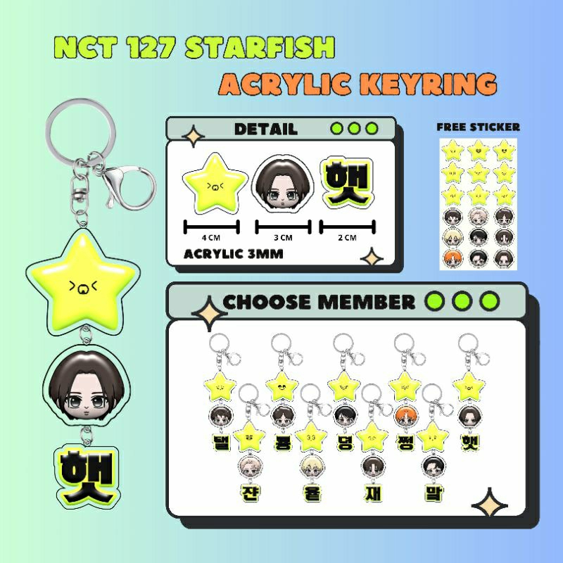 Jual NCT 127 STARFISH ACRYLIC KEYRING KEYCHAIN TAEIL JOHNNY TAEYONG ...