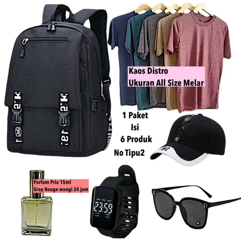 Jual Paket PRIMO 1 Paket isi 6 Produk Ransel Distro Kaos distro topi ...
