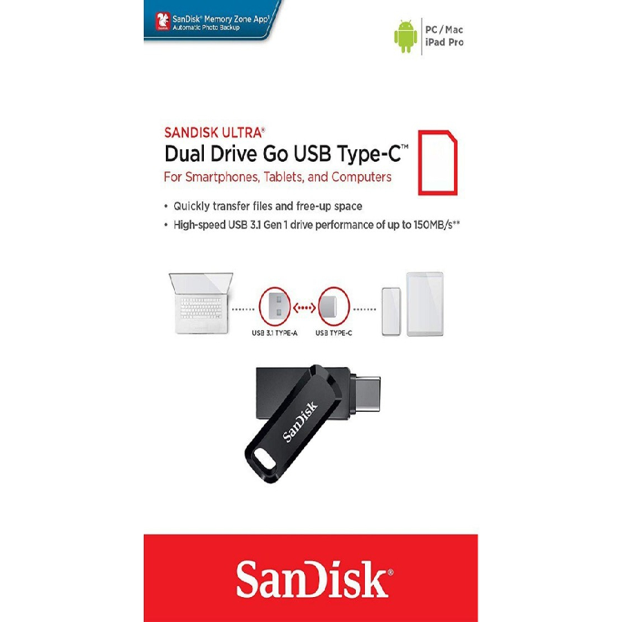 Jual Flashdisk Sandisk OTG Type C & USB3 32GB/64GB/128GB SanDisk Dual ...