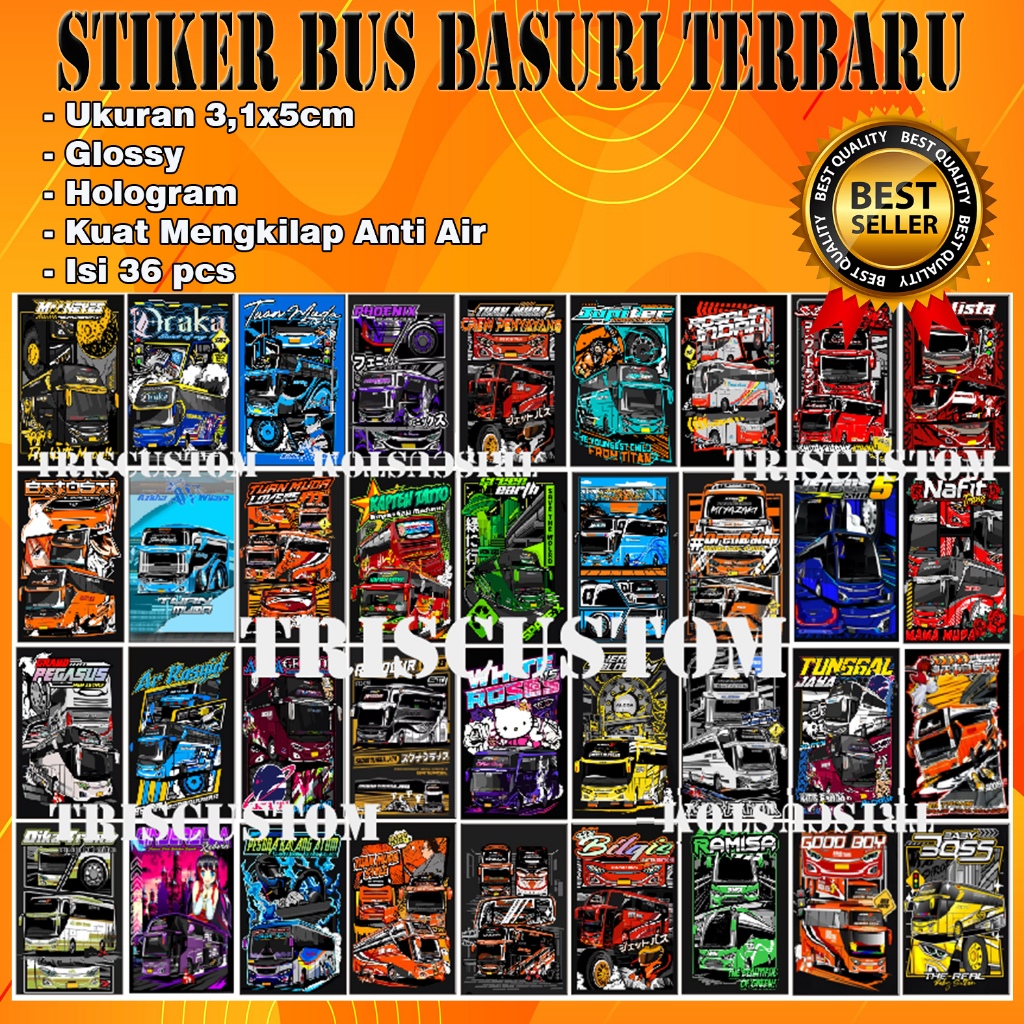 Jual Stiker Bus Basuri Stiker Bus Telolet Isi 36 Pcs Terbaru | Shopee ...