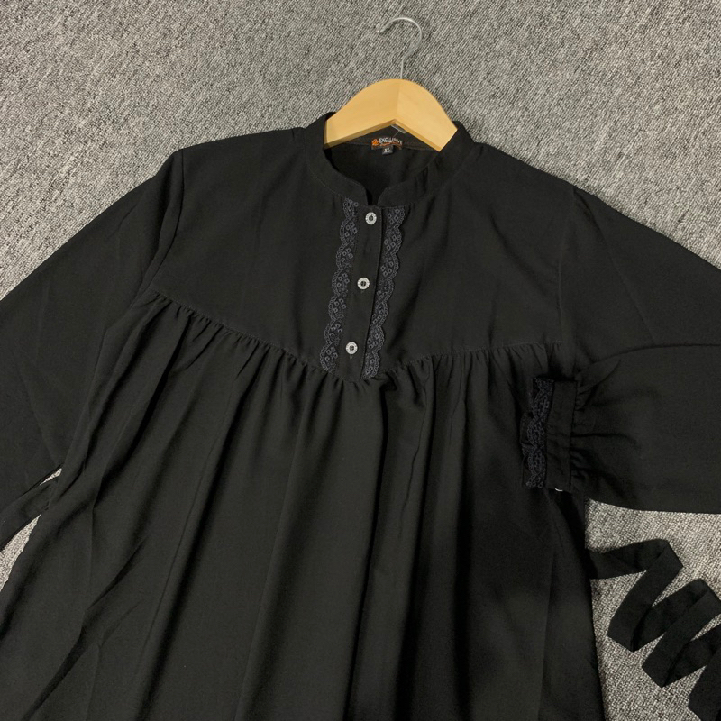 Jual Najmi Abaya Jetblack S-XXL Set Gamis Hitam Syar’i Renda Exclusive ...
