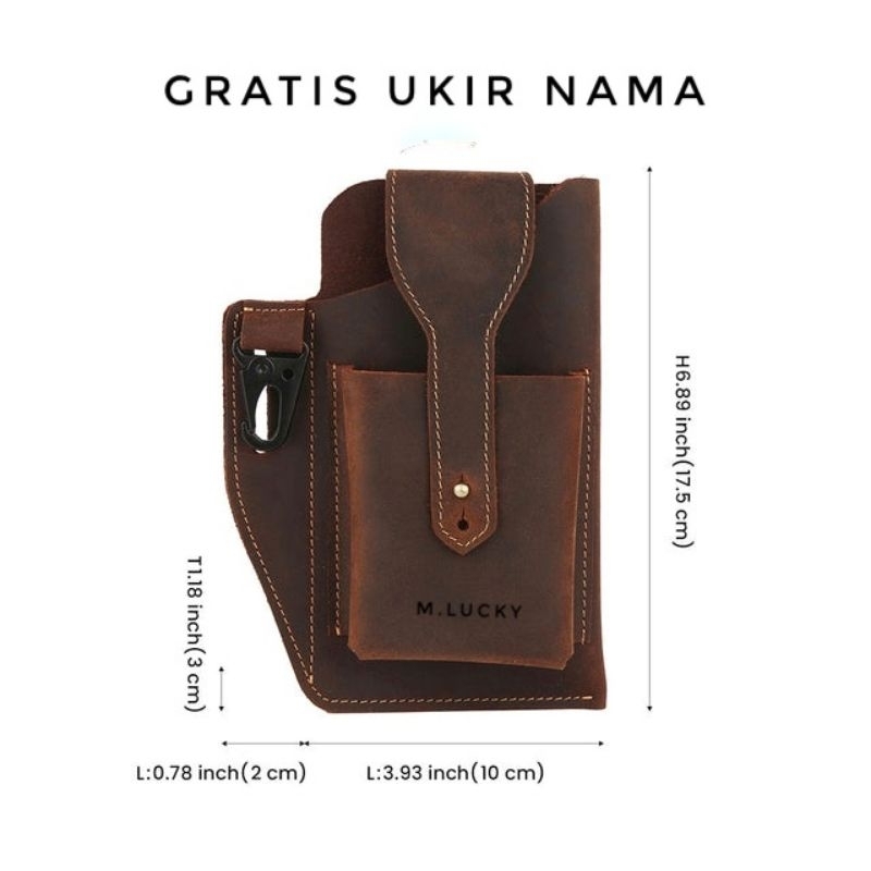 Jual Sarung HP Dompet Pinggang Pria Multifungsi Retro Belt Men Bag ...
