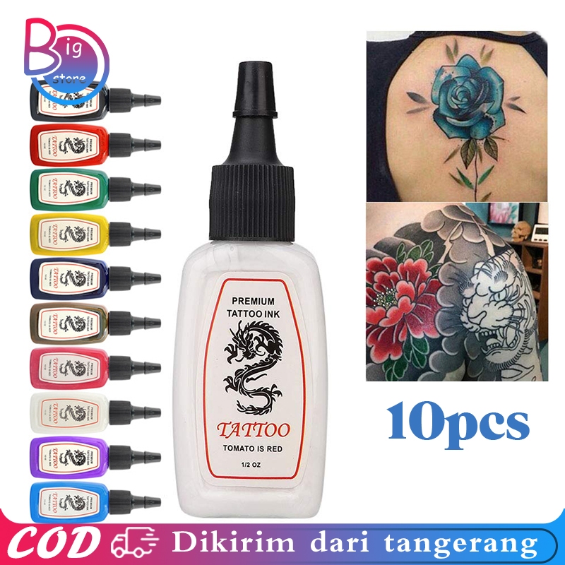 Jual 10 Warna 15ml Tinta Tato Set Tato Tinta Pigmen 15ml Kulit ...