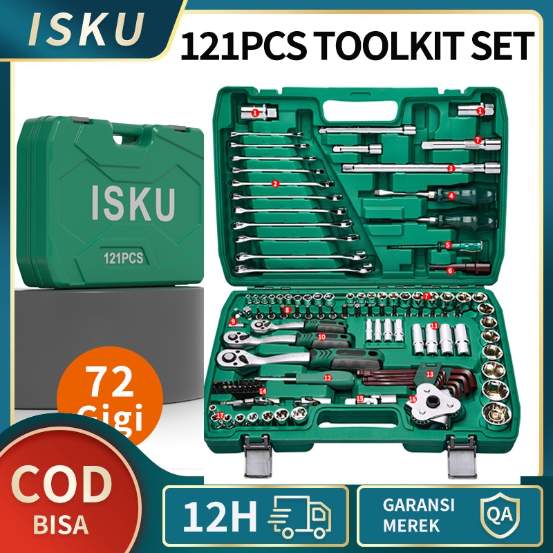 Jual ISKU Tool kit Set 121pcs Kunci Shock Set 72gigi Kunci Ring Pas Set ...