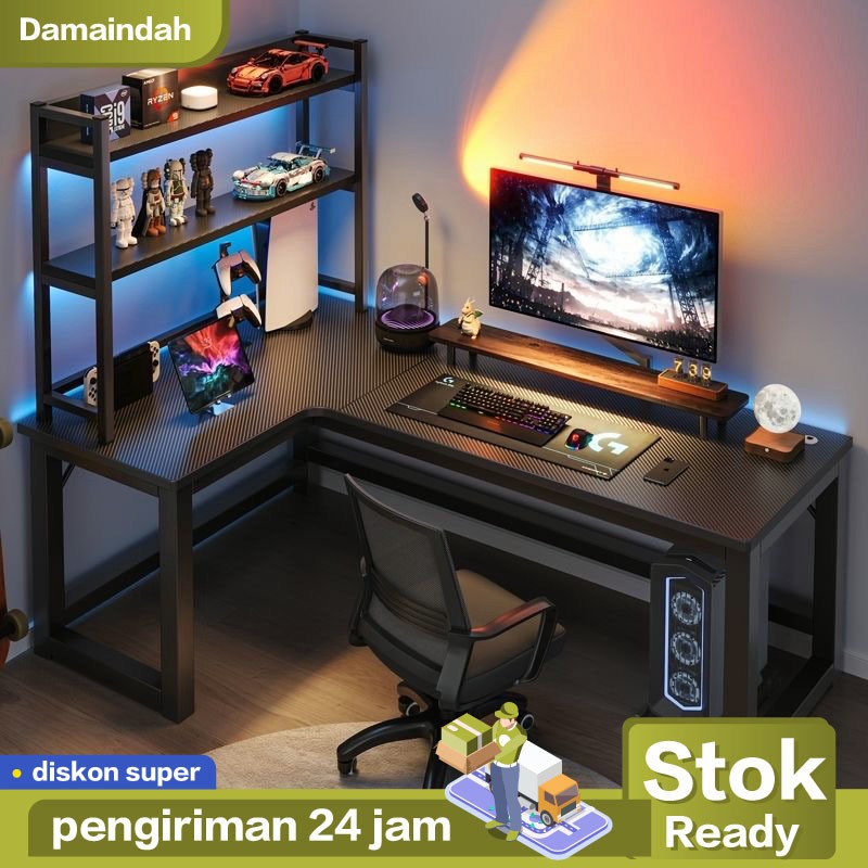 Jual Damaindah Meja Komputer Shaped L Serat Karbon / Meja Komputer ...