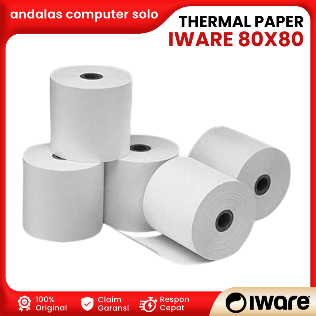 Jual Kertas Struk Kasir Printer Thermal Iware 80x80mm Paper Roll 80 x ...