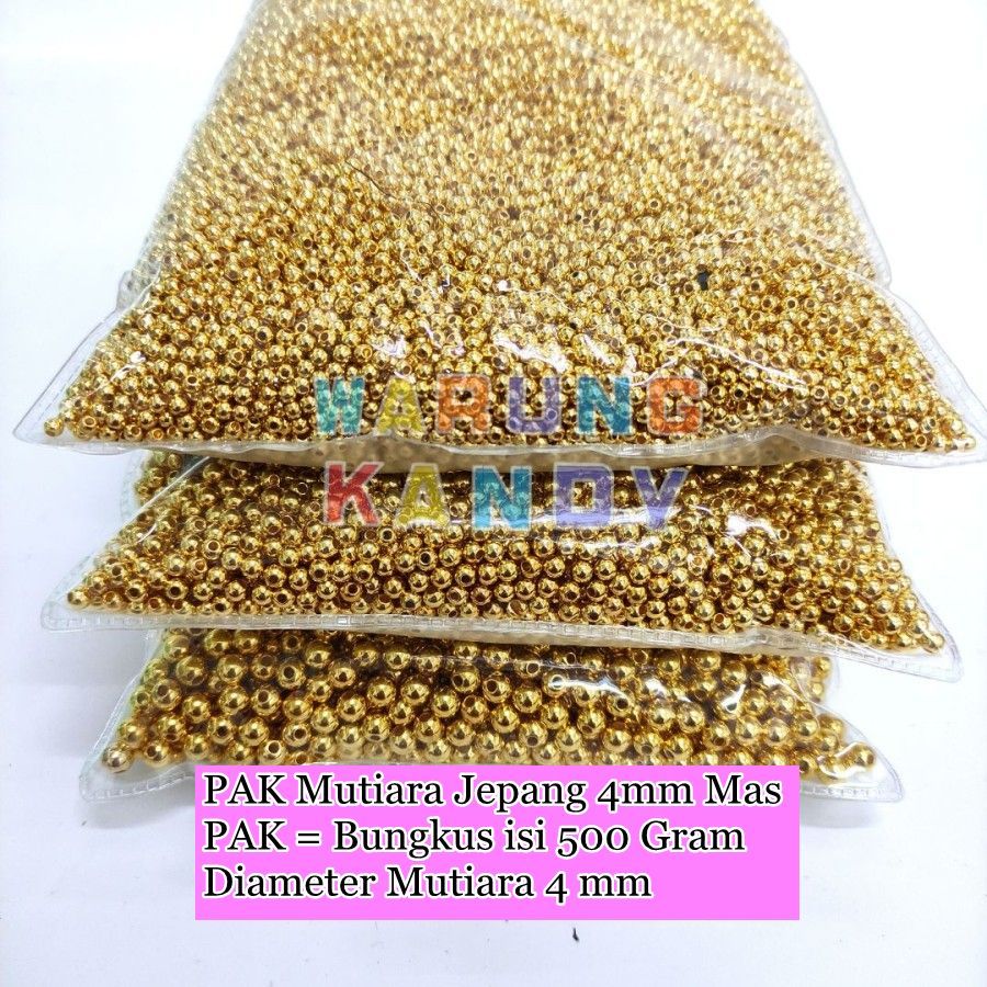 Jual Mutiara Jepang 4mm Mas PAK 500gram | Shopee Indonesia