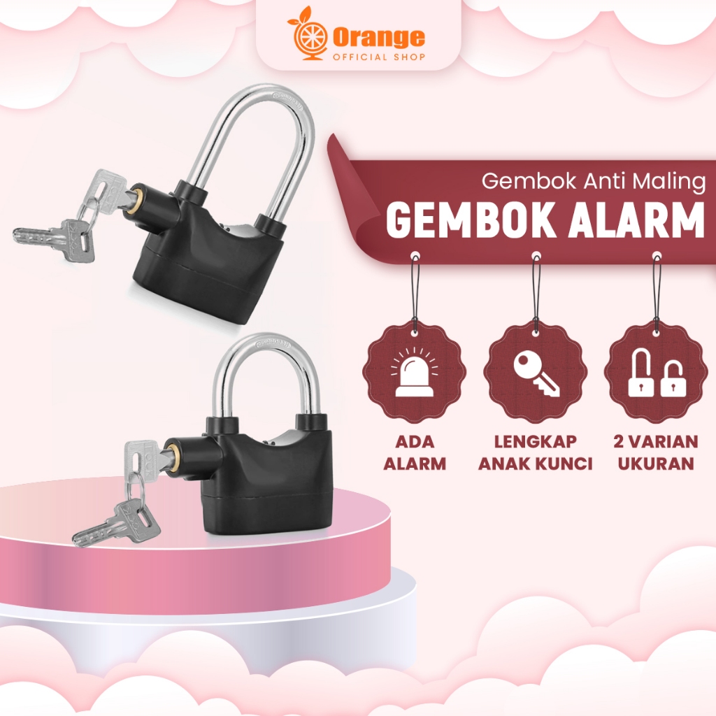 Jual Gembok Alarm Kunci Gembok Anti Maling Gembok Ring Panjang Pendek ...
