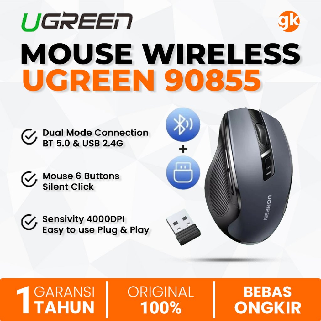Jual UGREEN Mouse Wireless Dual Mode Bluetooth 5.0 USB 2.4G Silent ...