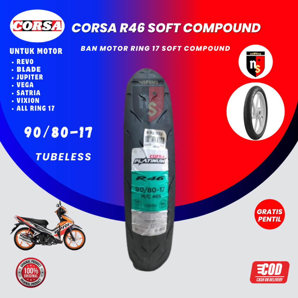 Jual Ban luar Corsa Platinum R46 90/80 -17 TUBLESS motor bebek Terbaru ...