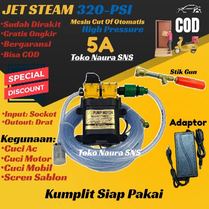 Jual PAKET STEAM MOTOR POMPA DC DOBEL 12V 12 LPM / CUCI MOBIL / AC ...