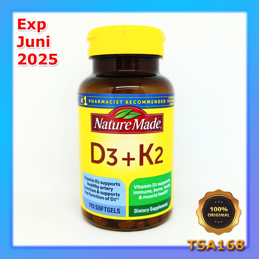 Jual Nature Made Vitamin D3 K2 115 Softgel Immune Bone Health D3+K2 | Shopee Indonesia