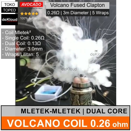 Jual Authentic Volcano Coil 0.26 ohm | mletek meletek koil fused ...