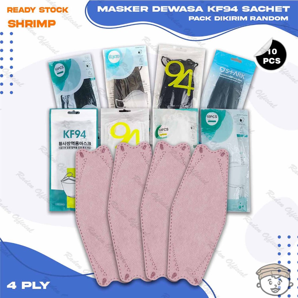 Jual Masker KF94 SACHET 4Ply isi 10Pcs Warna Shrimp KF 94 4 Ply Earloop ...