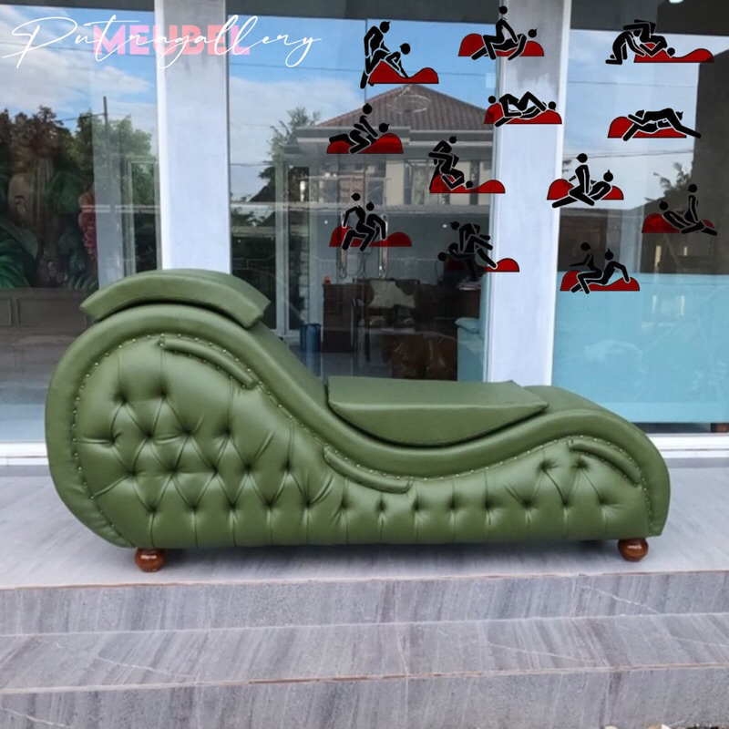 Jual Kursi Sofa Tantra Kamasutra Pasutri Plus Bantal - Hijau Tua Oscar | Shopee Indonesia