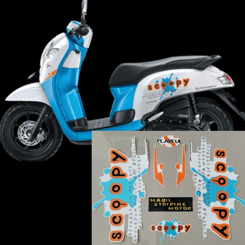Jual striping original Honda scoopy biru hijau crem playfull tahun 2017 ...