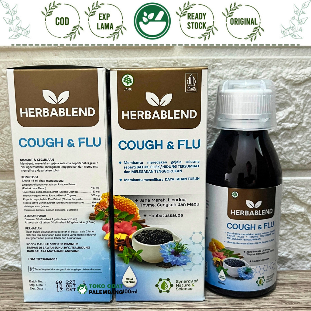 Jual HERBABLEND COUGH FLU 100ML OBAT BATUK PILEK HERBAL HABATUSSAUDA ...