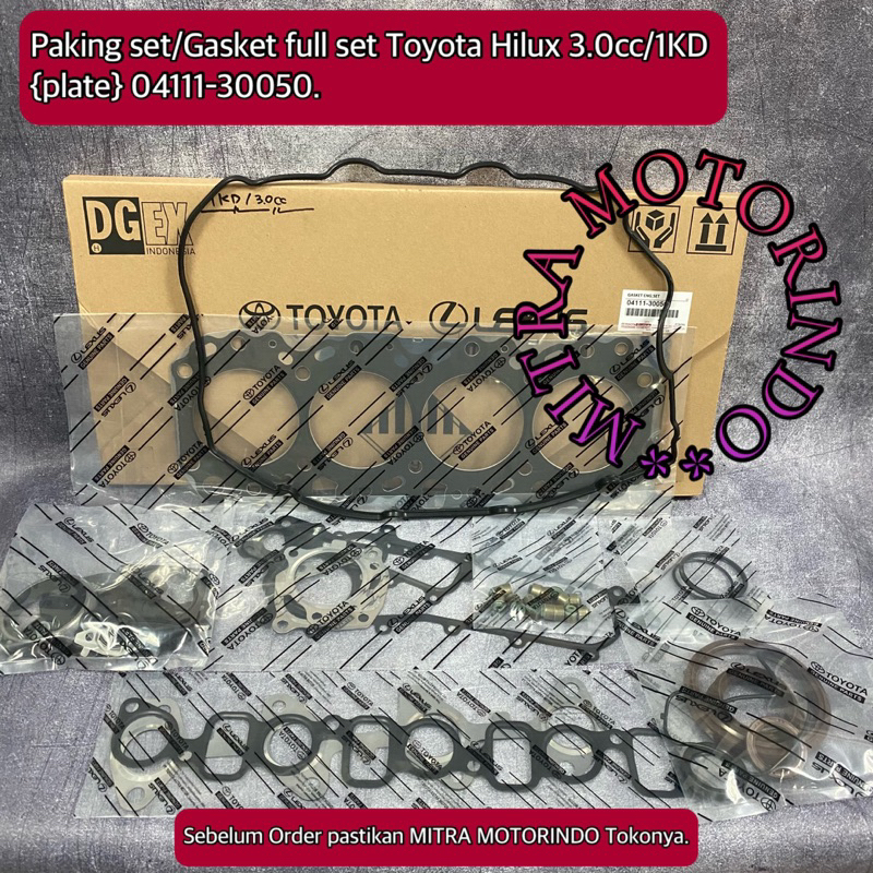 Jual Paking Set/Gasket Full Set Toyota Hilux 3.0cc/1KD Plate 04111-30050 | Shopee Indonesia