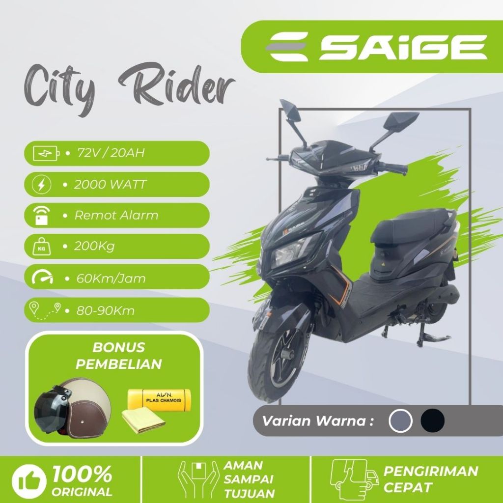Jual Sepeda Motor Listrik SAIGE City Rider 72V/20Ah 2000W ( Garansi ...