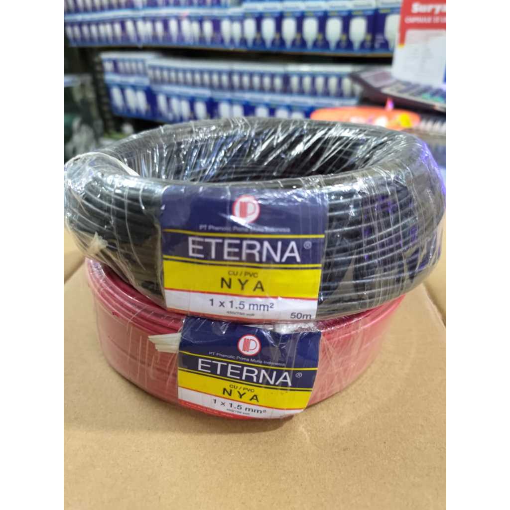 Jual Kabel NYA 1,5 Eterna 50 Meter / Kabel Tunggal Instalasi Kawat Tembaga Murni Roll | Shopee ...