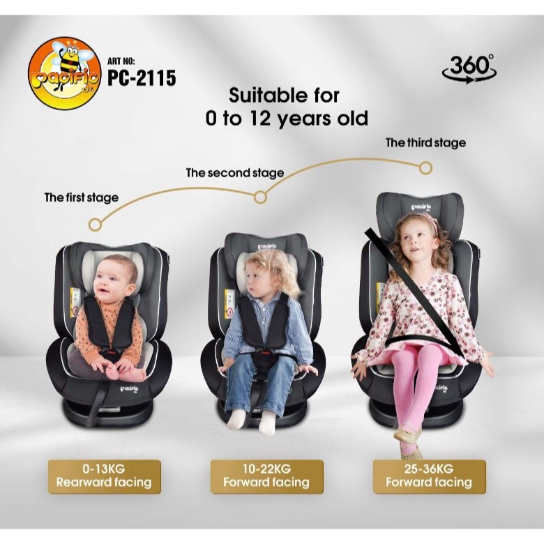 Jual CARSEAT ANAK PACIFIC PC 2115 ROTATE 360° BISA NEW BORN SAMPAI 12 TAHUN PC 2115 | Shopee ...