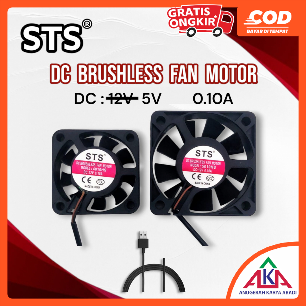 Jual STS Kipas Pendingin / Cooling Fan DC 5V 4x4 / 5x5 Cm Brushless Motor Plus Socket USB ...