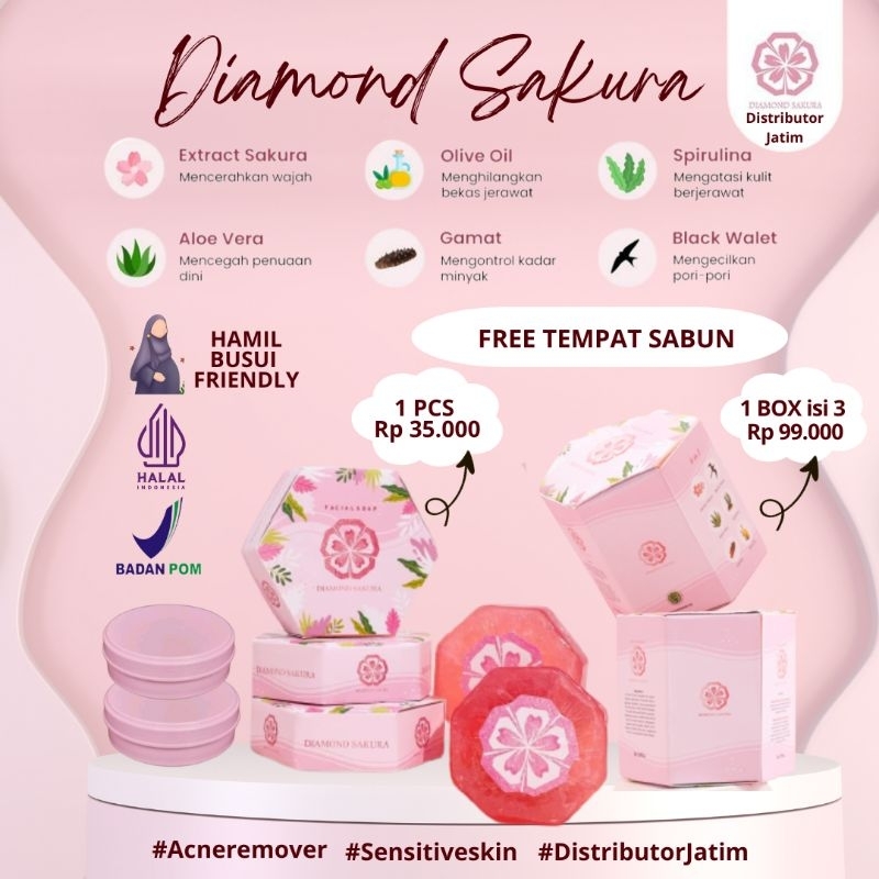 Jual DIAMOND SAKURA FACIAL SOAP BAR|SABUN SAKURA|SABUN WAJAH GLOWING ...