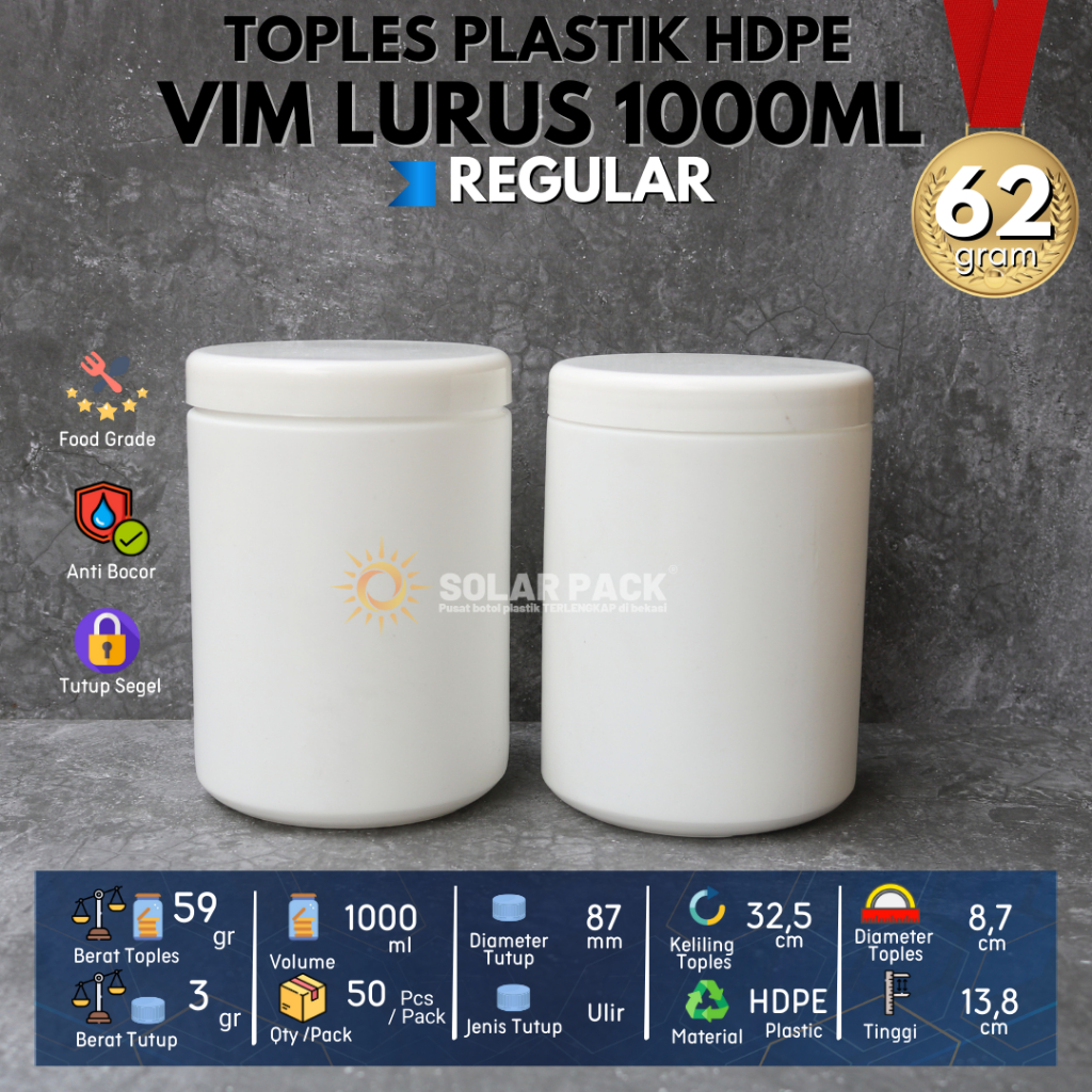 Jual Toples plastik HDPE 1liter 1000ml vim lurus tutup ulir | Shopee ...