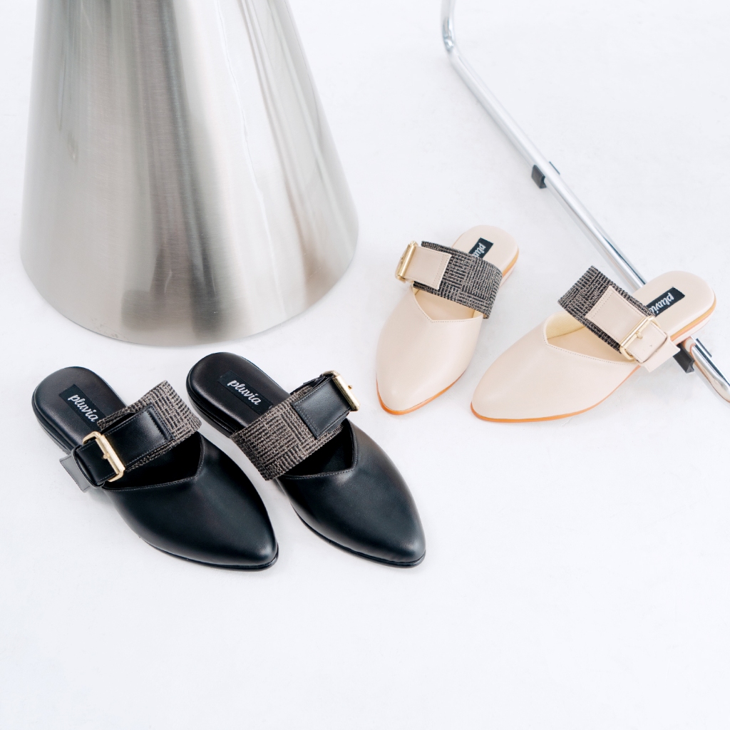 Jual Pluvia Trisha Mules Wanita Sandal Heels Hak 2 Cm | Shopee Indonesia