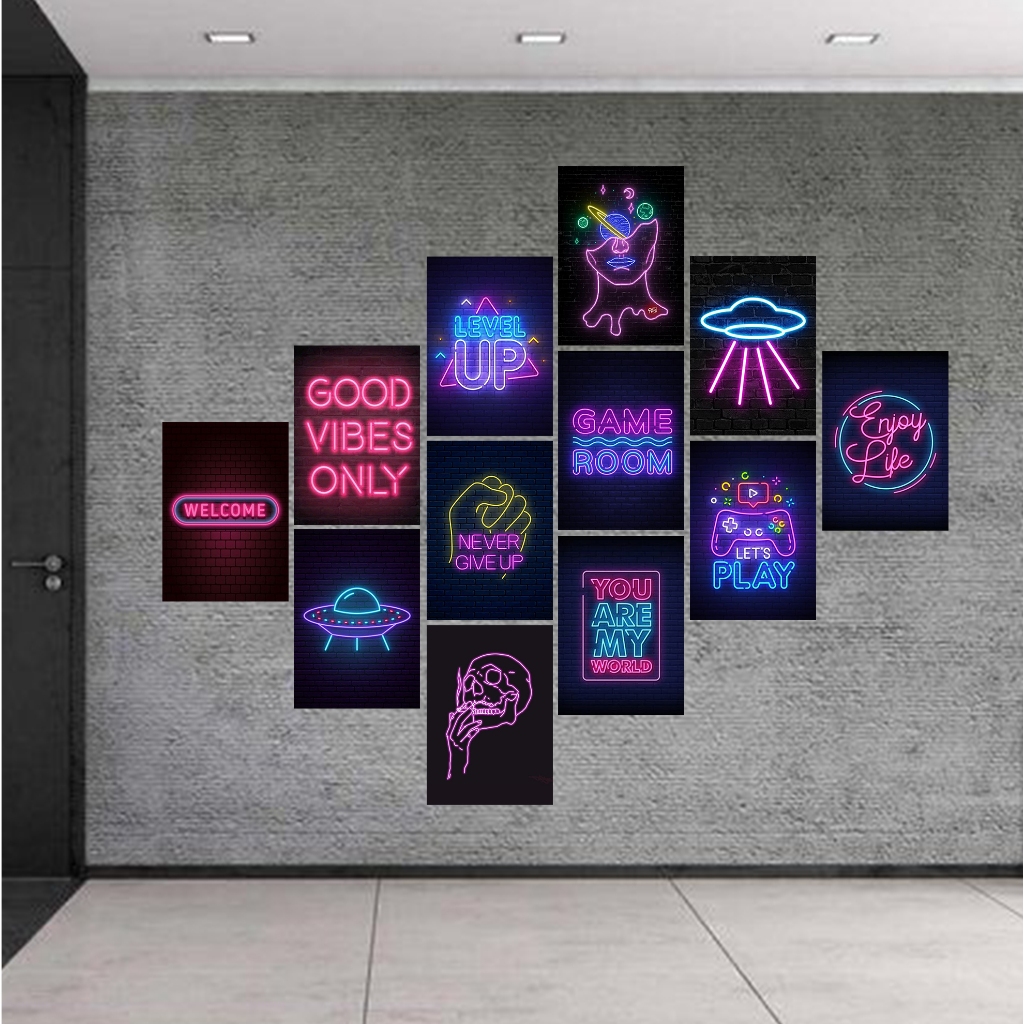 Jual Poster Dinding Kamar Neon Aesthetic (Isi16 PCS) Ukuran A4 A5 A6 ...