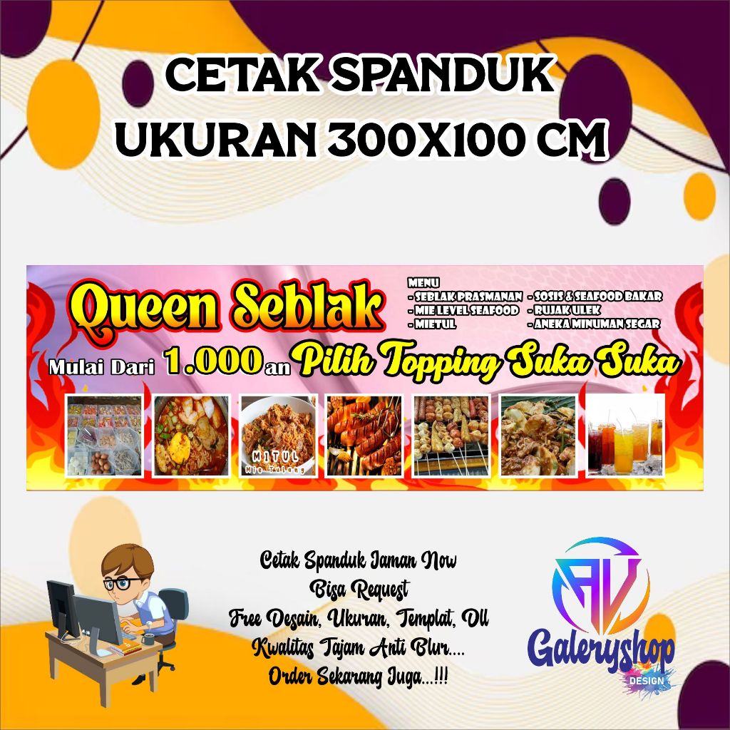 Jual cetak spanduk, banner, jualan seblak pink kerena pedas tolll odeng ...