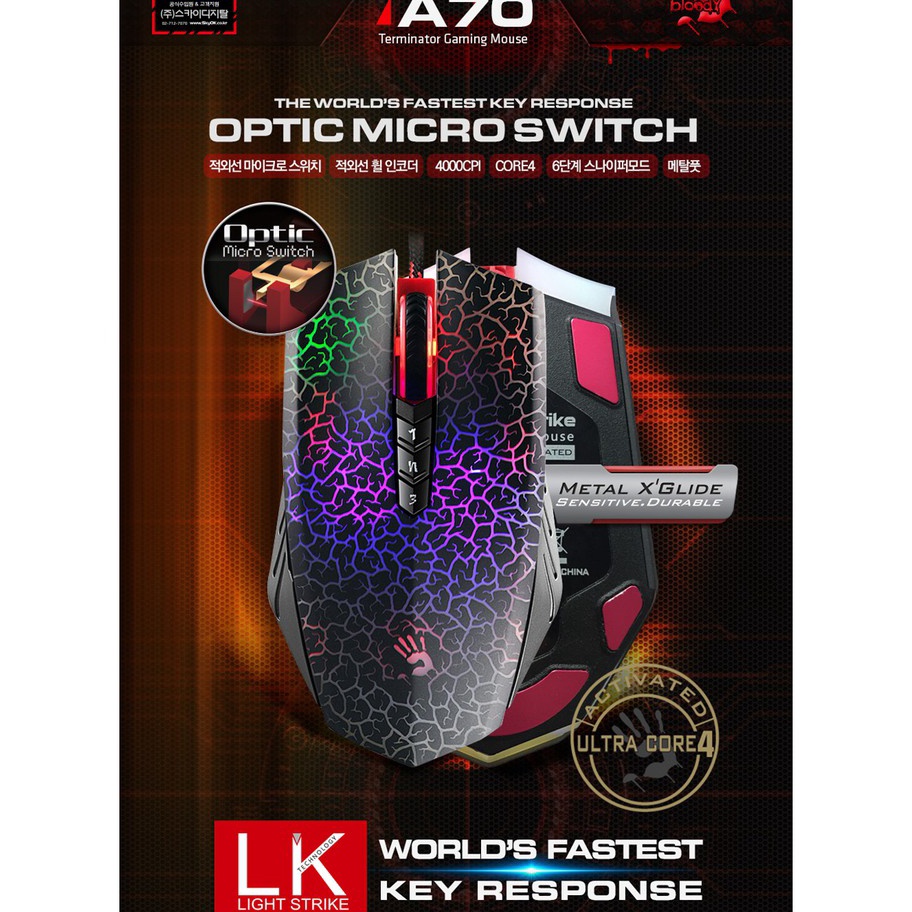 Jual Terbaru BLOODY A70 LIGHT STRIKE GAMING MOUSE - Activated Ultra ...