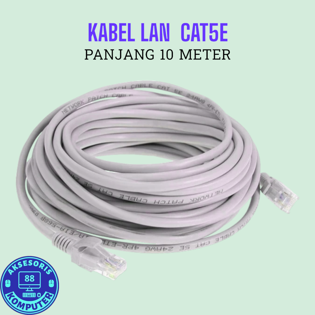 Jual 10 METER | KABEL INTERNET LAN RJ45 CAT5 CAT5E UTP PANJANG 10 METER / ETHERNET CABLE LAN CAT ...