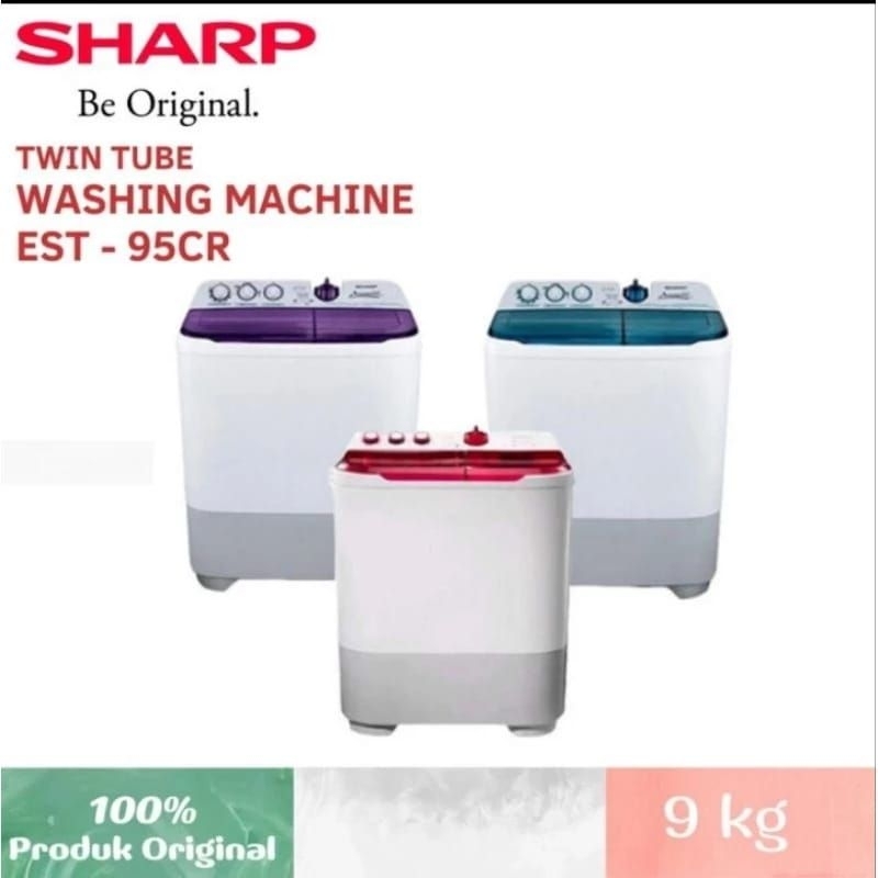 Jual MESIN CUCI SHARP EST 95CR TWIN TUBE KAPASITAS 9.5 KG PENGIRIMAN ...