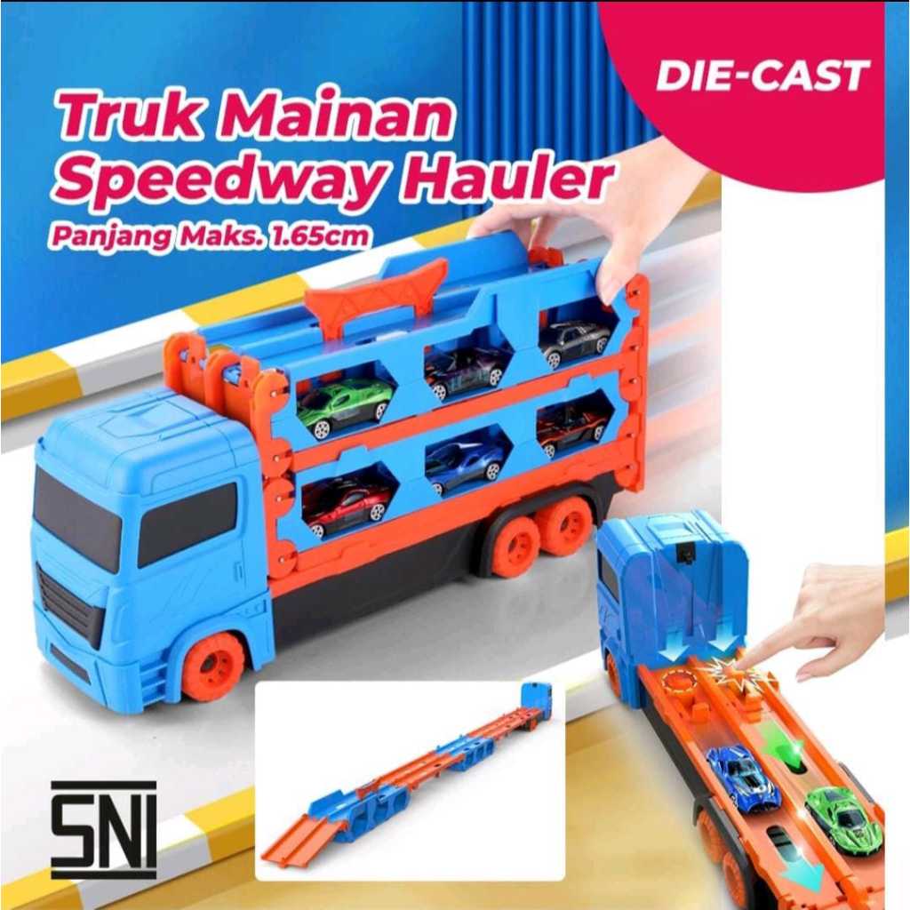 Jual Mainan Anak Mobil Truk Container Truck Speedway Hauler / Mainan ...