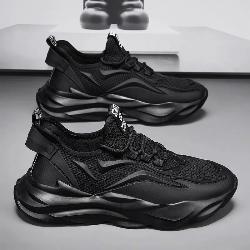 Jual Highland Sepatu Olahraga Pria Hitam Sneakers Kasual Sekolah Kerja Sepatu Running Cowok ...