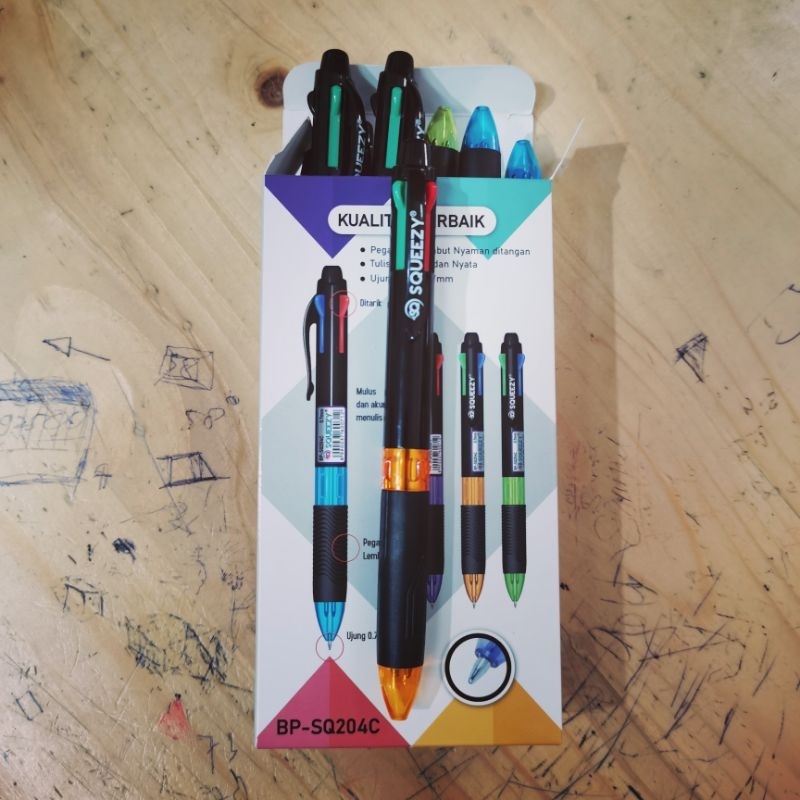 Jual Ballpoint Squeezy 4 Warna SQ204C (1 Pcs) | Shopee Indonesia