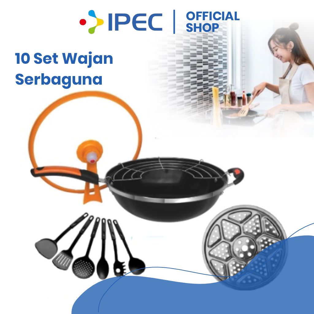 Jual Panci wajan Set Panci penggorengan serbaguna / Wok Pan 32cm with ...