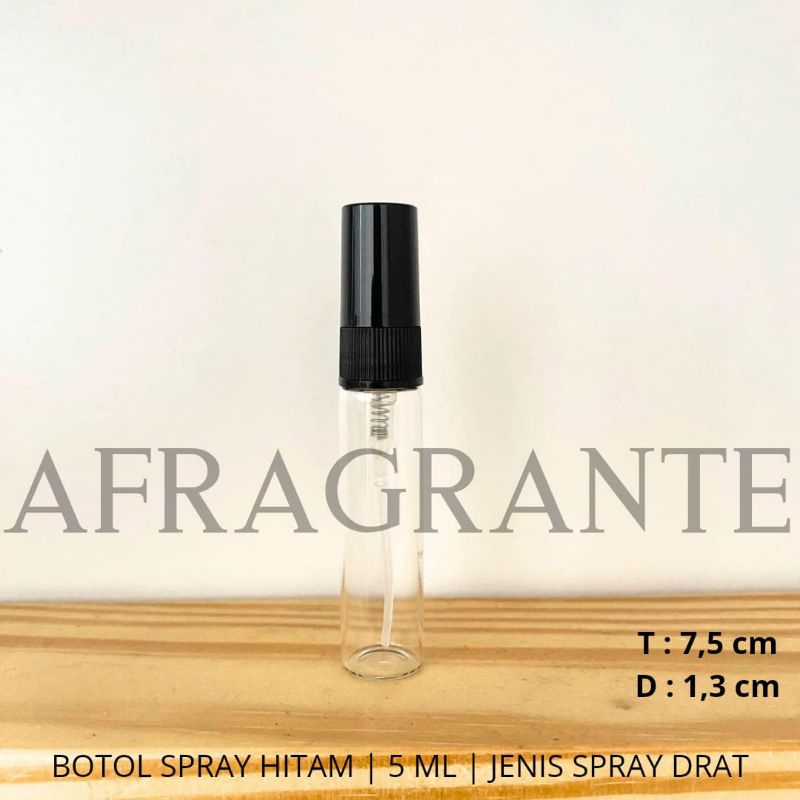 Jual botol kaca spray 5 ml hitam tutup plastik- botol parfum isi ulang ...