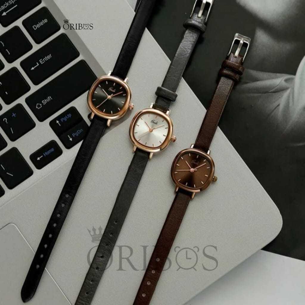 Jual ORIBOS Jam Tangan Wanita BARSH Tali Kulit Jam Analog KOREA Vintage Anti Air Water Resistant ...