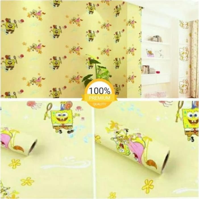 Jual Promo - Wallpaper Stiker Dinding Motif Spongebob Kuning Premium ...