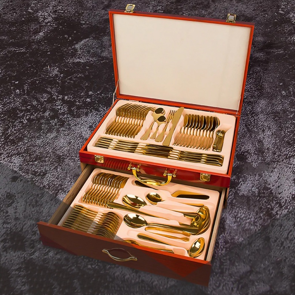 Jual Nexxio Sendok Set Koper 72Pcs Cutlery Gold Silver Stainless Steel ...