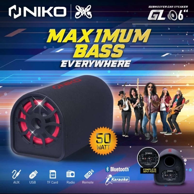 Jual Niko Speaker Subwoofer Bluetooth 6 Inch NK-GL6 | Shopee Indonesia