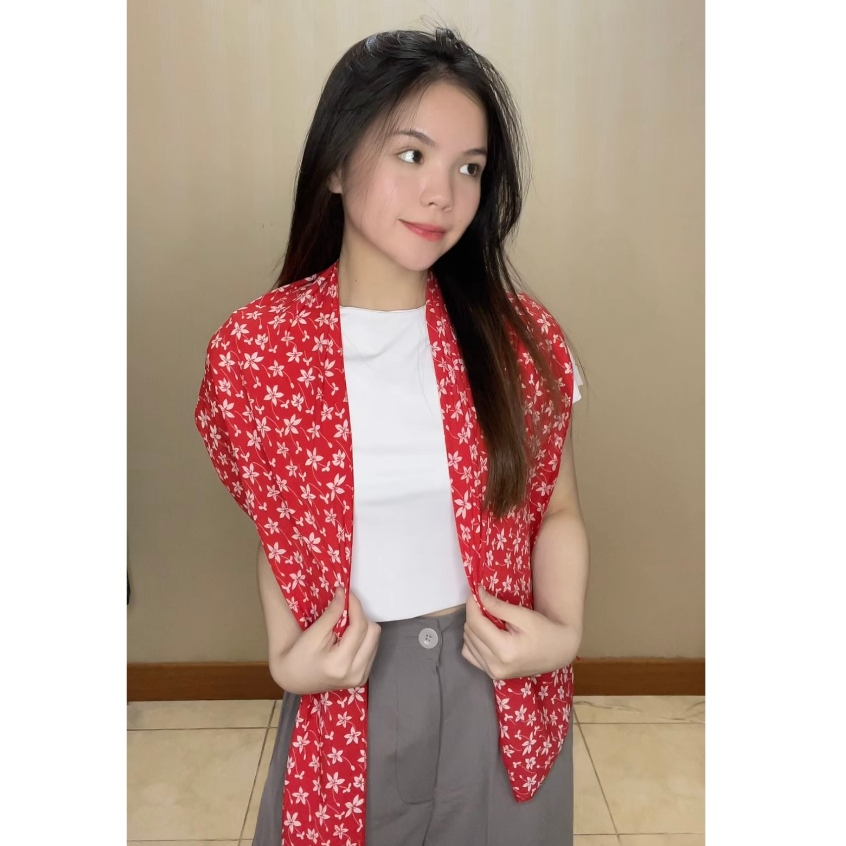 Jual Syal Scarf Shawl Merah / Aksesoris Fashion Wanita Shawl / Batik ...