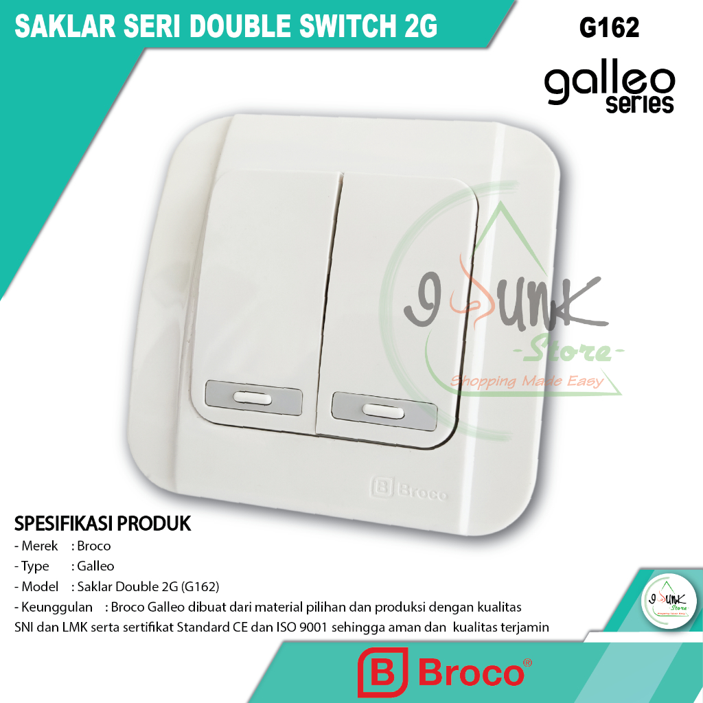 Jual Broco Saklar Seri Double 2G Galleo G162 - BROCO | Shopee Indonesia